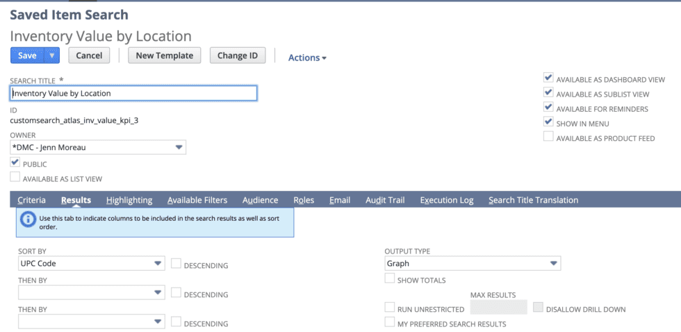Netsuite Dashboard Customization