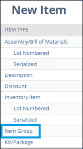 NetSuite Item Group Item Kits