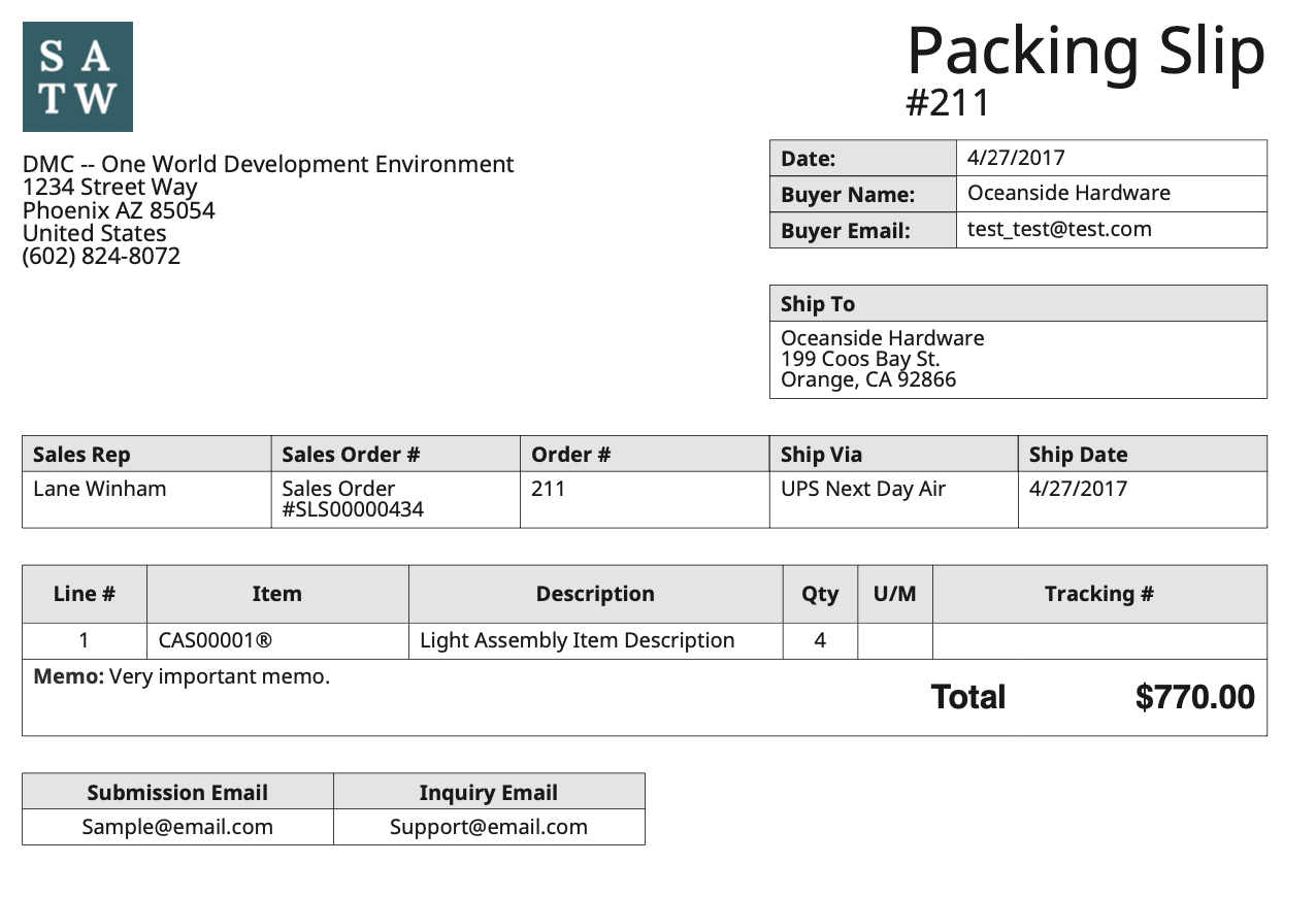 Packing Slip | Suite Answers That Work