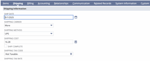 Multiple Shipping Methods in NetSuite